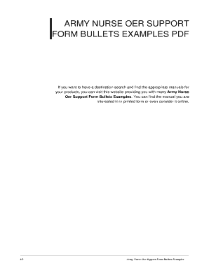 Fillable Online Army Nurse Oer Support Form Bullets Examples. army ...