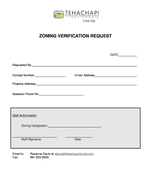 Fillable Online ZONING VERIFICATION REQUEST Fax Email Print - pdfFiller