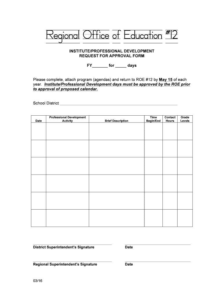 Fillable Online roe12 ROE 12 Inst-PD Approval Form.doc Fax Email Print ...