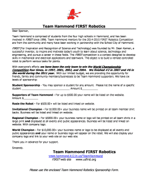 Fillable Online Team Hammond FIRST Robotics Team Hammond FIRST Robotics Fax Email Print - pdfFiller