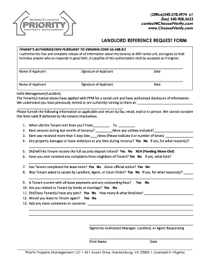 Fillable Online LANDLORD REFERENCE REQUEST FORM Fax Email Print - pdfFiller