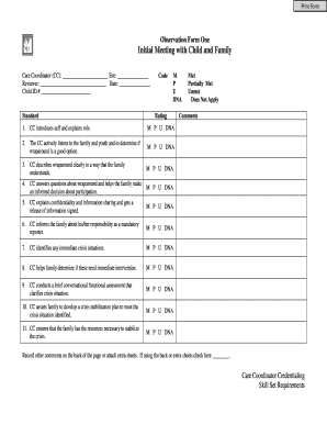 Fillable Online Observation Form One Fax Email Print - pdfFiller
