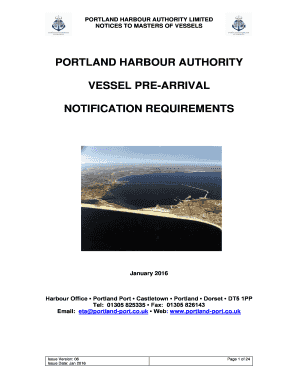 Fillable Online PORTLAND HARBOUR AUTHORITY VESSEL PRE-ARRIVAL NOTIFICATION ... Fax Email Print ...