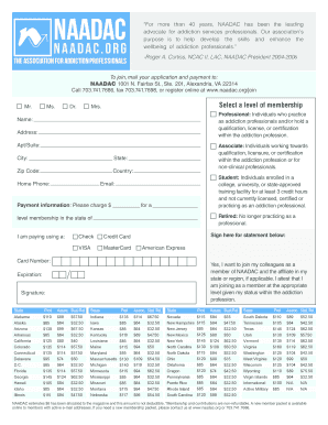 Fillable Online Select a level of membership - naadac.org Fax Email ...