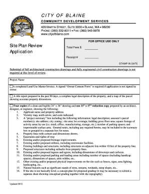 Fillable Online FOR OFFICE USE ONLY Site Plan Review Total Fees ...