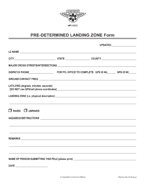 Fillable Online PRE-DETERMINED LANDING ZONE Form Fax Email Print ...