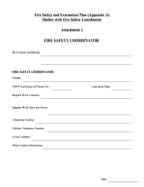 Fillable Online shelters Fire Safety and Evacuation Plan (Appendix A ...