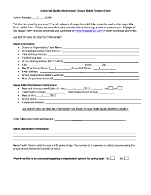 Fillable Online Universal Studios Hollywood Group Ticket Request Form ...
