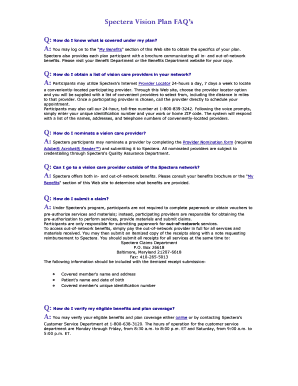 Fillable Online Spectera Vision Plan FAQ's - Williamson County Fax ...