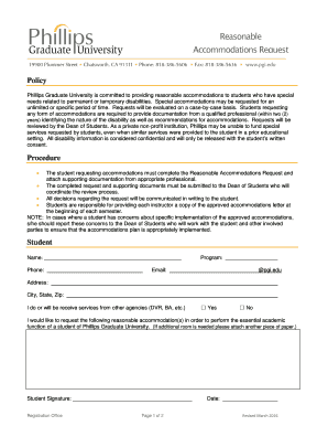 Fillable Online pgu Reasonable Accommodations Request - pgu.edu Fax Email Print - pdfFiller