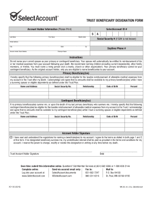Fillable Online TRUST BENEFICIARY DESIGNATION FORM - SelectAccount Fax ...