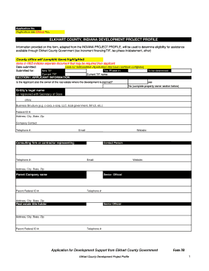 Fillable Online Elkhart County Application for Development Support ...