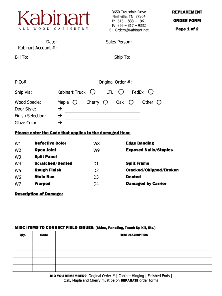 Fillable Online KAB.REPLACEMENT ORDER FORM.Fillinable.11 11-21.doc Fax ...