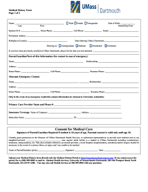 Fillable Online umassd Consent for Medical Care - University of ...