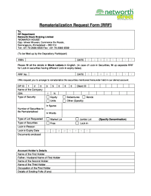 Fillable Online Rematerialization Request Form RRF Fax Email Print ...