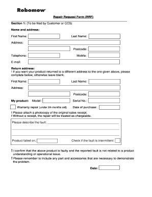 Fillable Online Repair Request Form (RRF) Section 1: Name and address ...