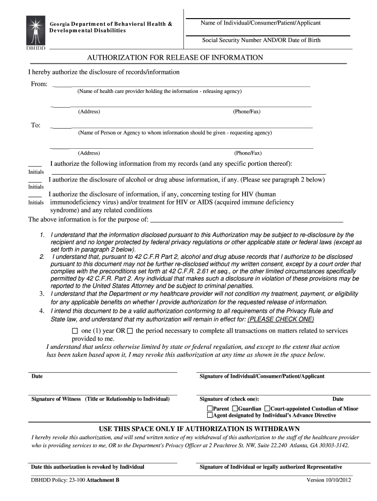 Fillable Online Authorization for release of information. Authorization for release information ...