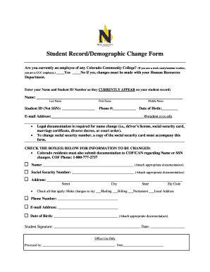 Fillable Online njc Student Record/Demographic Change Form Fax Email ...