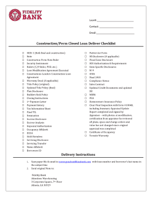 Fillable Online Construction/Perm Mod closed loan delivery checklist ...
