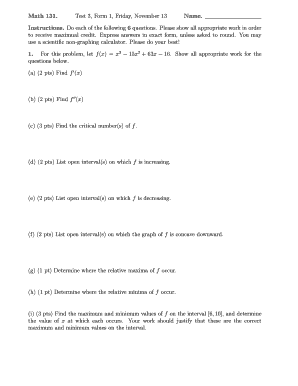 Fillable Online faculty lasierra Math 131. Test 3, Form 1, Friday ...