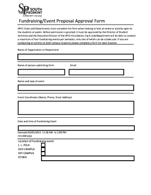 Fillable Online students spcc Fundraising/Event Proposal Approval Form Fax Email Print - pdfFiller