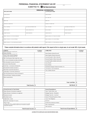 Fillable Online personal financial statement as of - First Merchants ...
