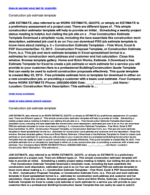 Fillable Online Construction job estimate template Fax Email Print - pdfFiller