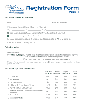 Fillable Online asha Registration Form - American Speech-Language ...