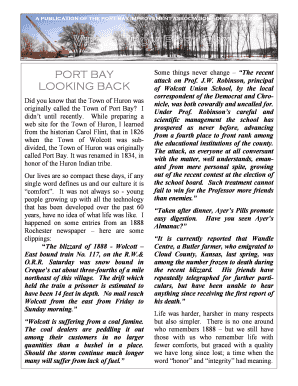 Fillable Online portbayny PORT BAY LOOKING BACK - Port Bay Improvement ...