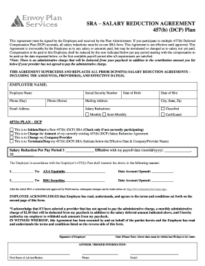 Fillable Online SRA SALARY REDUCTION AGREEMENT 457(b) (DCP) Plan Fax ...
