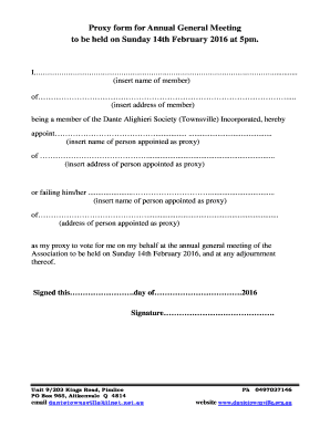 Fillable Online Download Proxy Form for AGM 2016 Fax Email Print ...