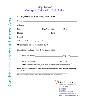 Fillable Online Registration Collage & Color with Gail Harker Fax Email ...