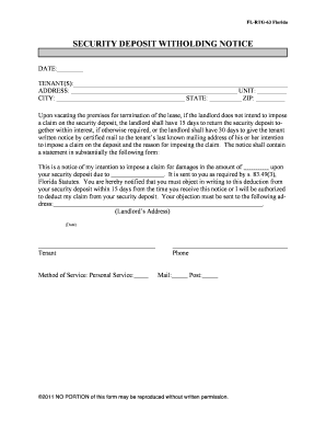 Fillable Online SECURITY DEPOSIT WITHOLDING NOTICE Fax Email Print ...