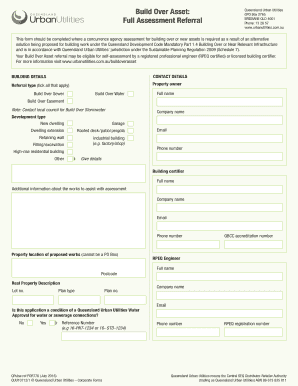 Fillable Online Build Over Asset: GPO Box 2765 Full Assessment Referral ...