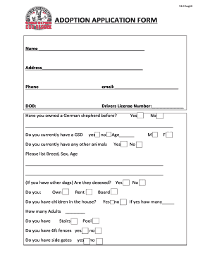 Fillable Online ADOPTION APPLICATION FORM - gsdsinneed.com.au Fax Email ...