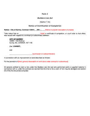 Fillable Online Form 2 Builders Lien Act Notice of Certification of ...