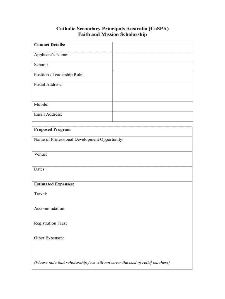 Fillable Online cpat tas edu CaSPA Scholarship Application Form (Final ...