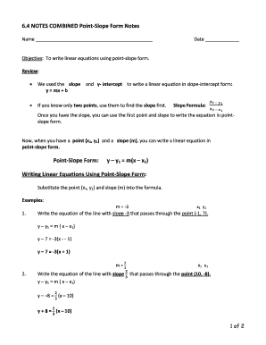 Fillable Online 6.4 NOTES COMBINED Point-Slope Form Notes Fax Email ...