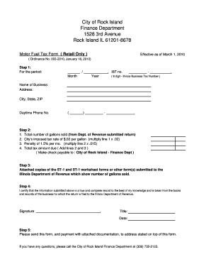 Fillable Online City's Motor Fuel Tax Form - Retail User eff 03-01-10 ...