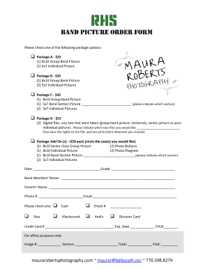 Fillable Online BAND Picture Order Form Fax Email Print - pdfFiller