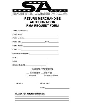 Fillable Online return merchandise authorization rma request form ...