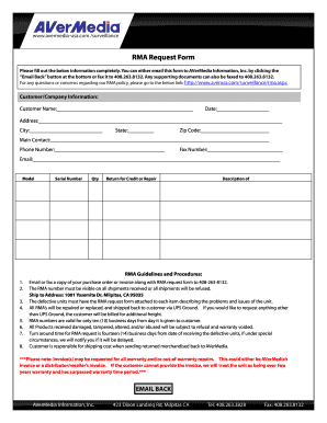 Fillable Online cctv RMA Request form 10.20 - cctv.net Fax Email Print ...