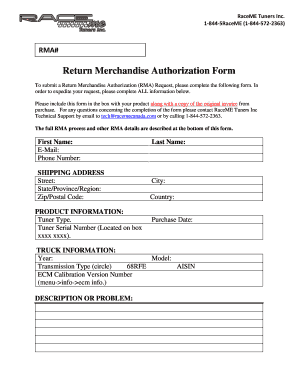 Fillable Online RMA Form.pdf Fax Email Print - pdfFiller