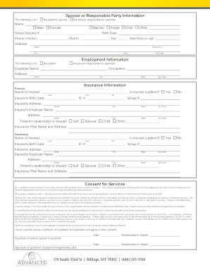 Fillable Online Spouse or Responsible Party Information Employment ...