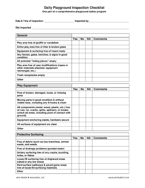 Fillable Online prps FORM 19 PLAYGROUND DAILY INSPECTION - prps.org Fax ...