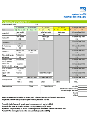 Fillable Online hampshirelpc org Blank Monthly Claim Form & OOH Weekly ...