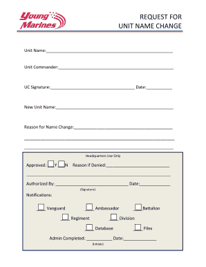 Fillable Online REQUEST FOR UNIT NAME CHANGE - Young Marines Fax Email ...