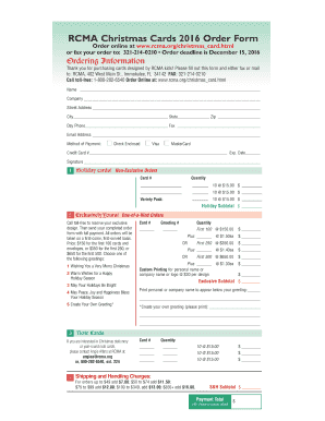Fillable Online rcma RCMA Christmas Cards 2016 Order Form - rcma Fax ...