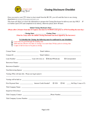 Fillable Online Closing Disclosure Checklist - fsbtpo.com Fax Email Print - pdfFiller