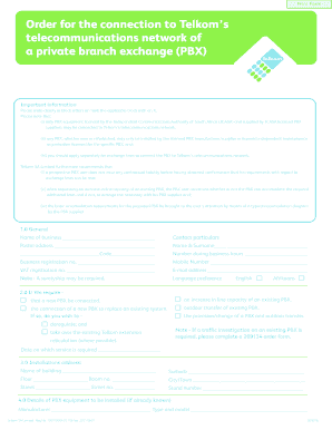 Fillable Online advancedvoice co Telkom PBX Order Form - Advanced Voice ...
